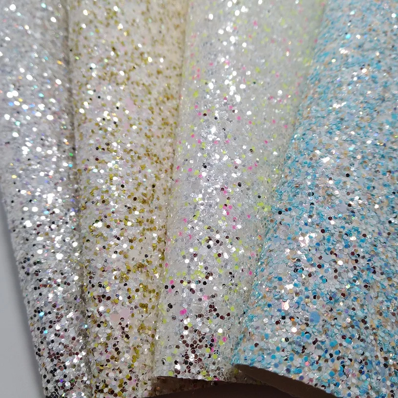 91x134cm Synthetic Leather, chunky glitter Leather For DIY accessories ...