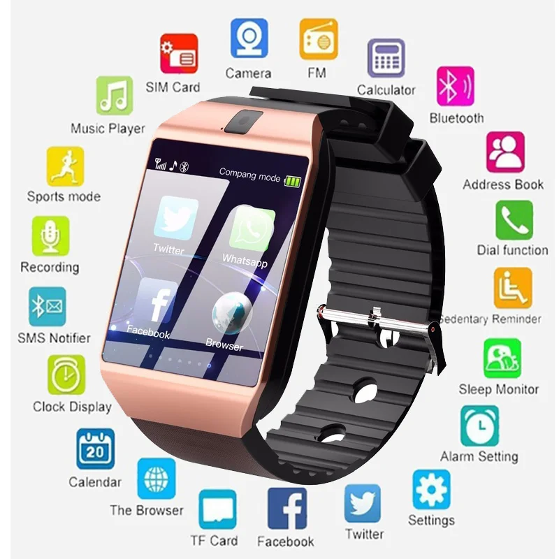 Newest Fashion Smart Watch Bracelet With Camera Sim TF Card Bluetooth ...