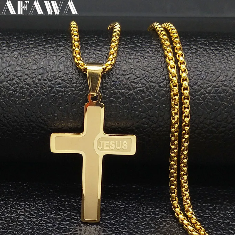 Collar-de-acero-inoxidable-con-colgante-de-cruz-de-Jes-s-cristiana-para ...