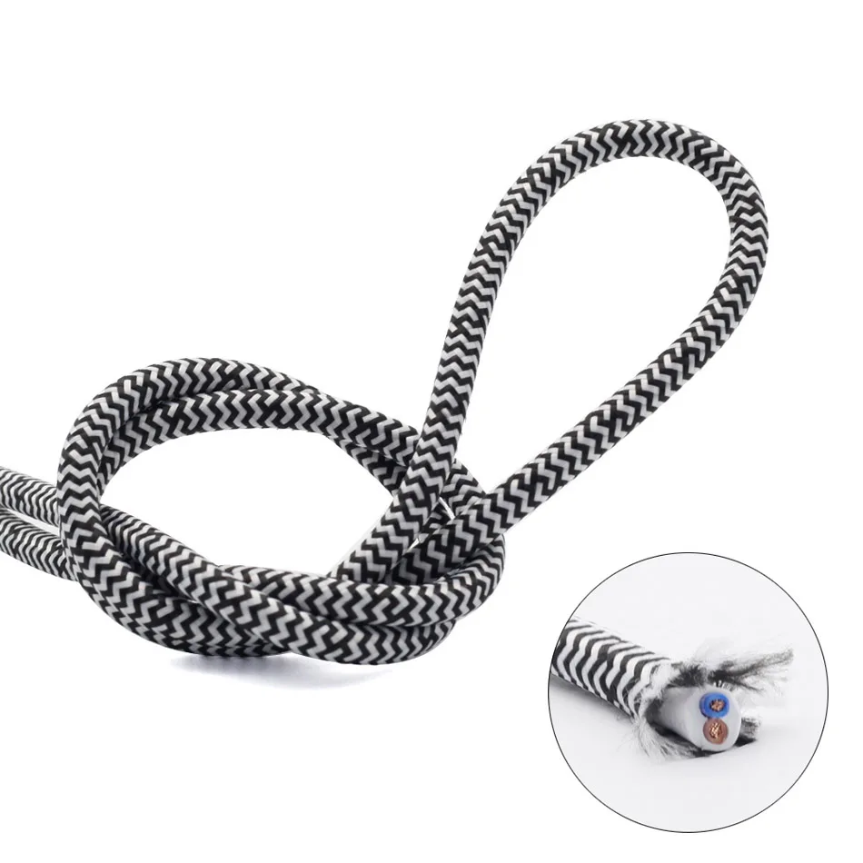 Black and white 2*0.75mm copper wire braided electrical wire Vintage ...