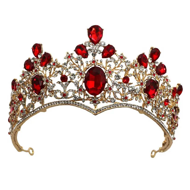 Royal Crystal Princess Crown Red Rhinestone Tiaras Women Headpiece ...