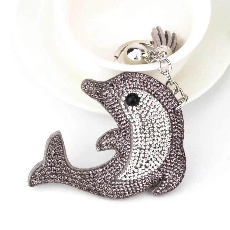 Mix Colors Cute Dolphin Keychain Rhinestone Crystal Keyring Car Key ...