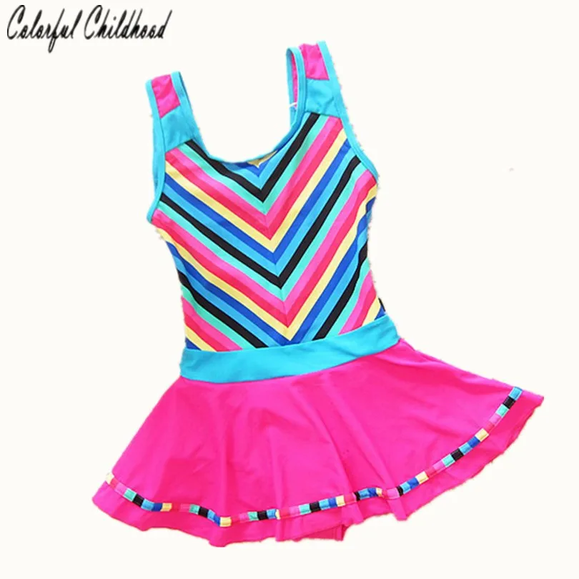 European style girls swimwear stripes jumpsuit students beach pool ...