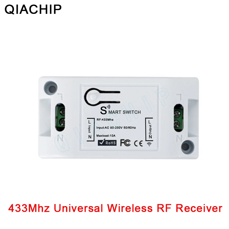 QIACHIP 433 MHz Universal Wireless AC 110V 220V 1 CH Remote Control Switch RF Relay Receiver ...