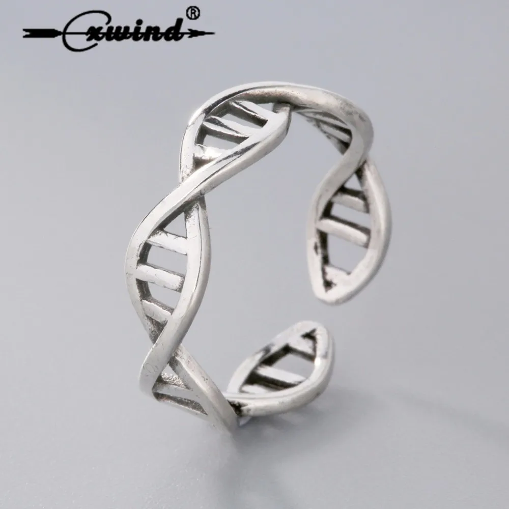 Fashion Retro Dna Double Helix Structure Open Finger Rings For Women ...