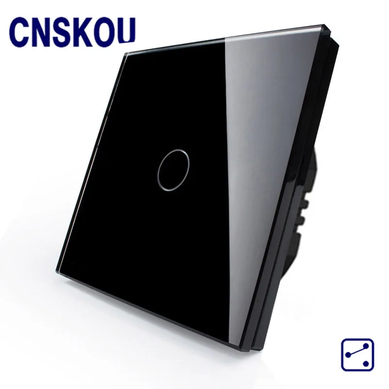 CNSKOU EU Standard 1 Gang 2 Way AC220~250V 1000W Touch Sensitive Glass ...
