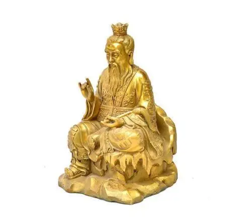 Líder Taoísmo chinês Bronze Estátua Laojun Taoísta Deus Segure Chowrie ...