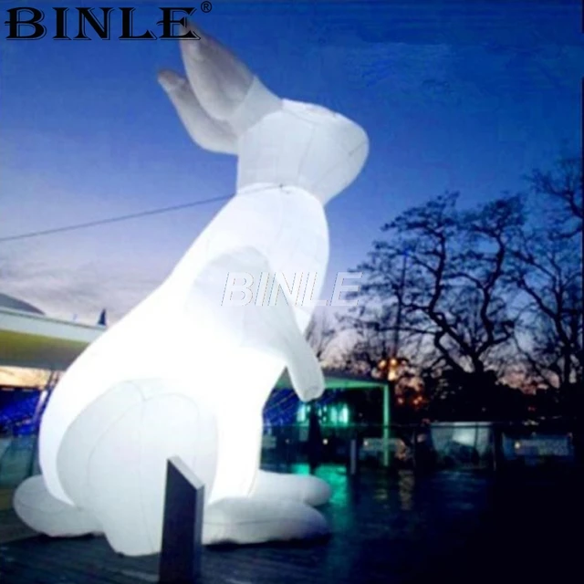 Attractive giant stand up white lighting inflatable rabbit model easter ...