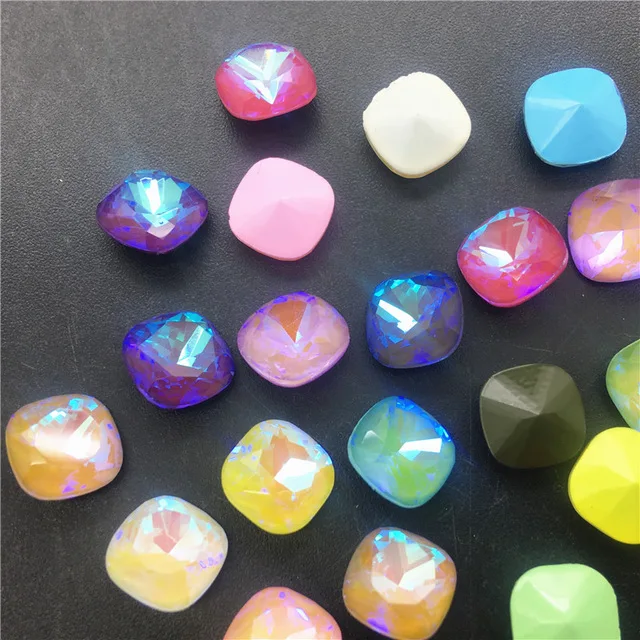 TopStone 8mm 10mm 12mm Mocha AB Color K9 Crystal Fat Square Rhinestone ...