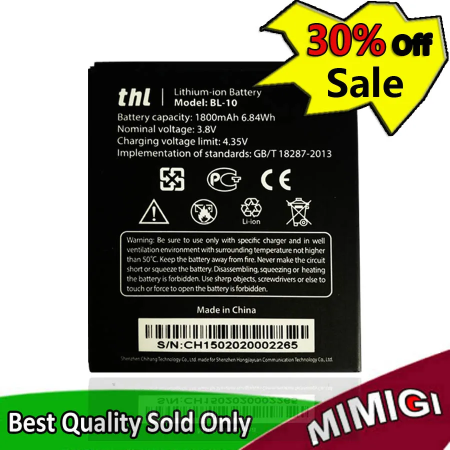 Original 1800mAh BL 10 Battery For THL T12 BL10 BL 12 Mobile Phone ...