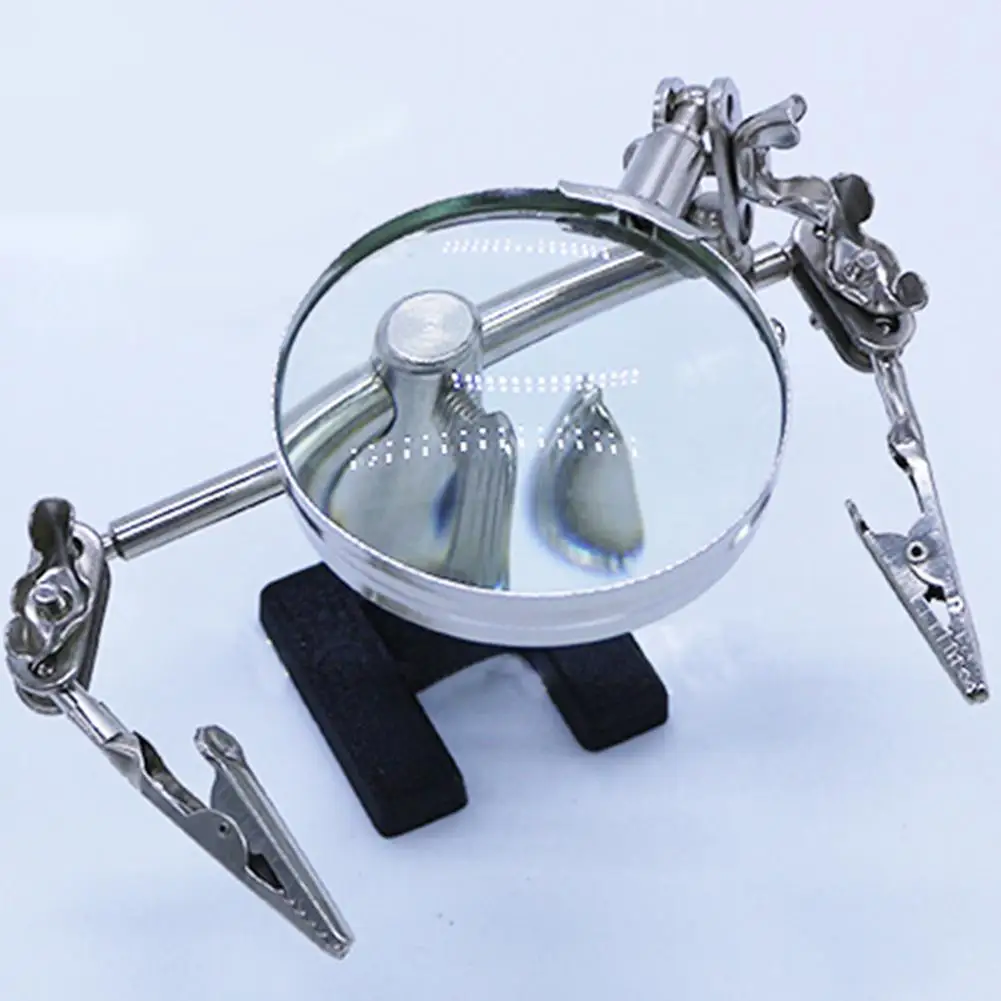 Adjustable Alligator Clips Soldering Stand 5X Lens Magnifying Glass ...