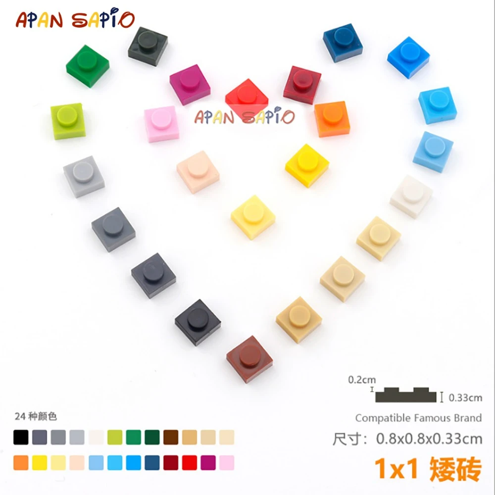 100pcs/lot Diy Blocks Building Bricks Thin 1x1 Educational Assemblage ...