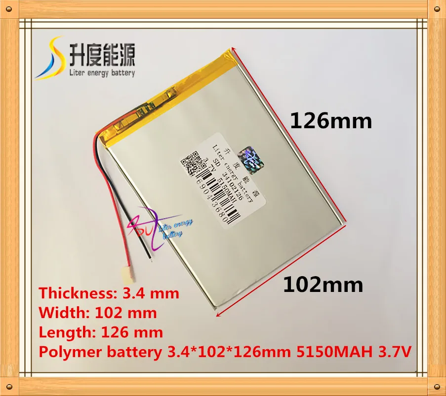 The tablet battery 3.7V 5150mAH 34102126 Polymer lithium ion / Li-ion ...