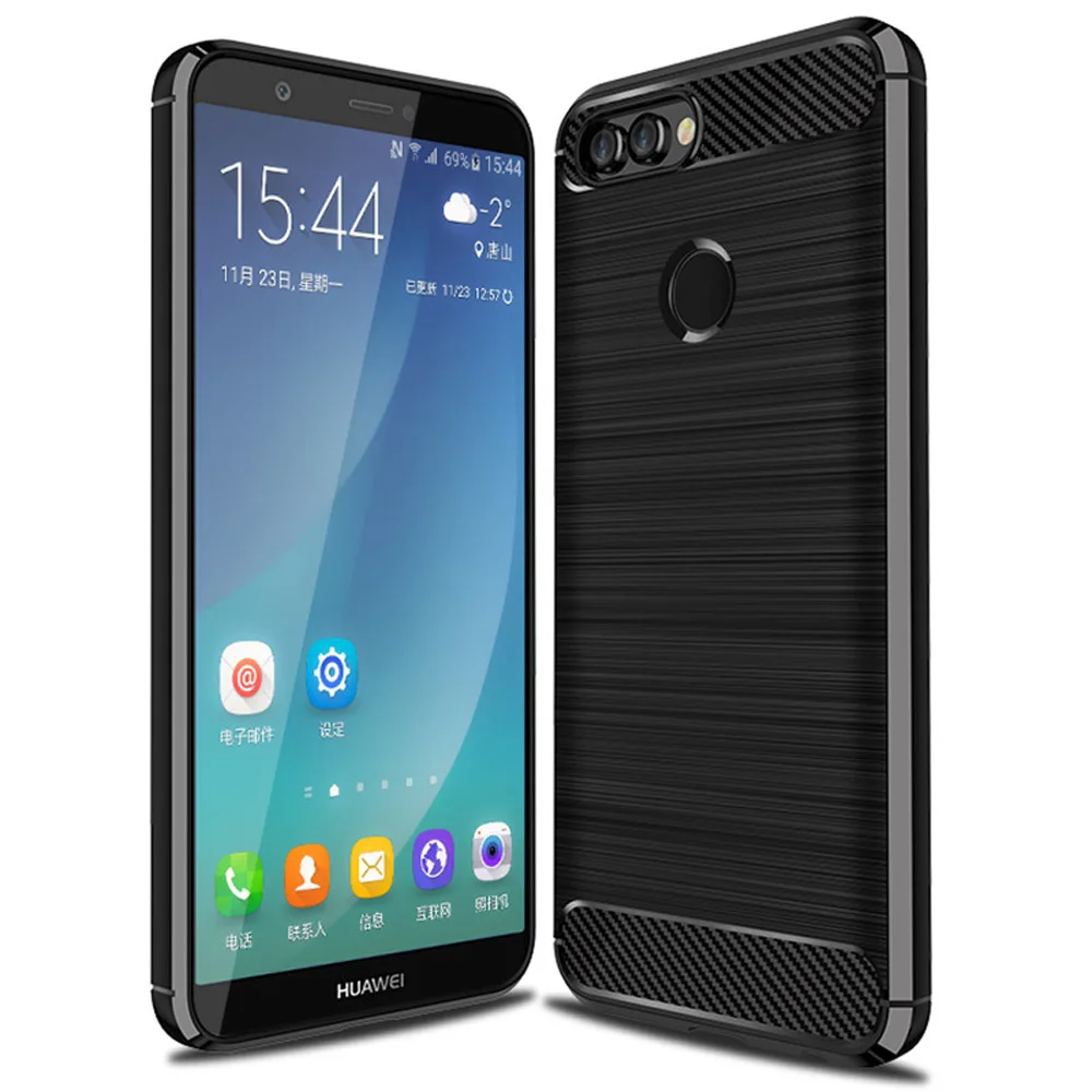 Hybrid Brushed Armor Case For Huawei P Smart Soft Rubber Silicone Anti ...