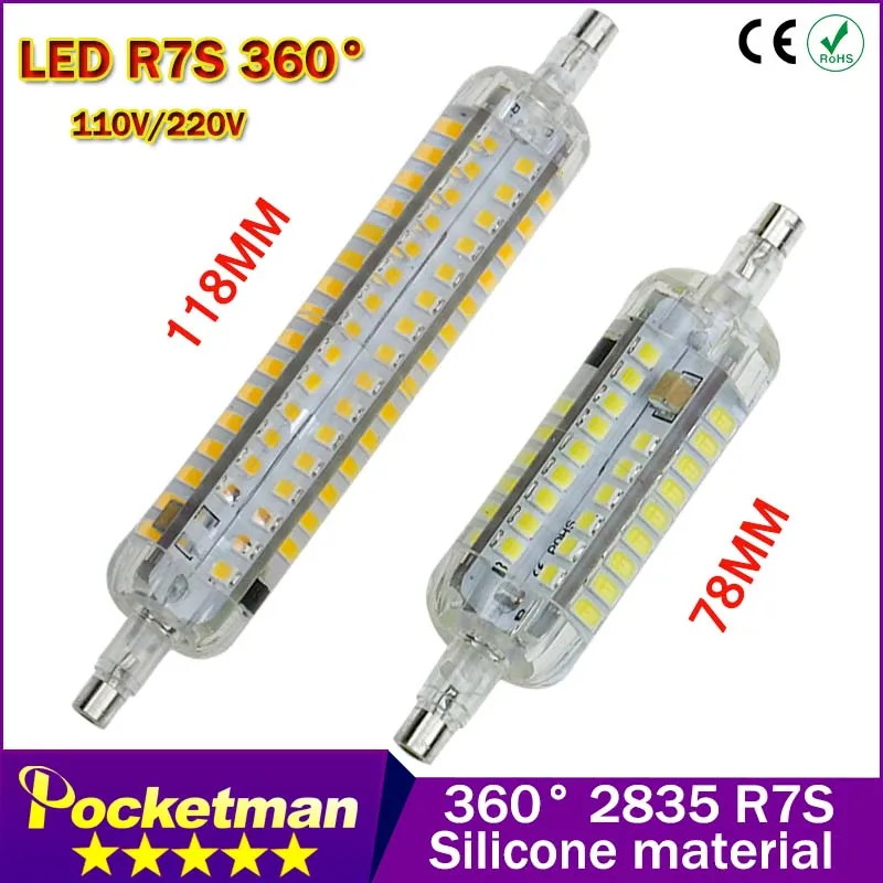 R7S led J78/7W J118/12W 360 degree SMD2835 60/80/120leds LED bulb light ...