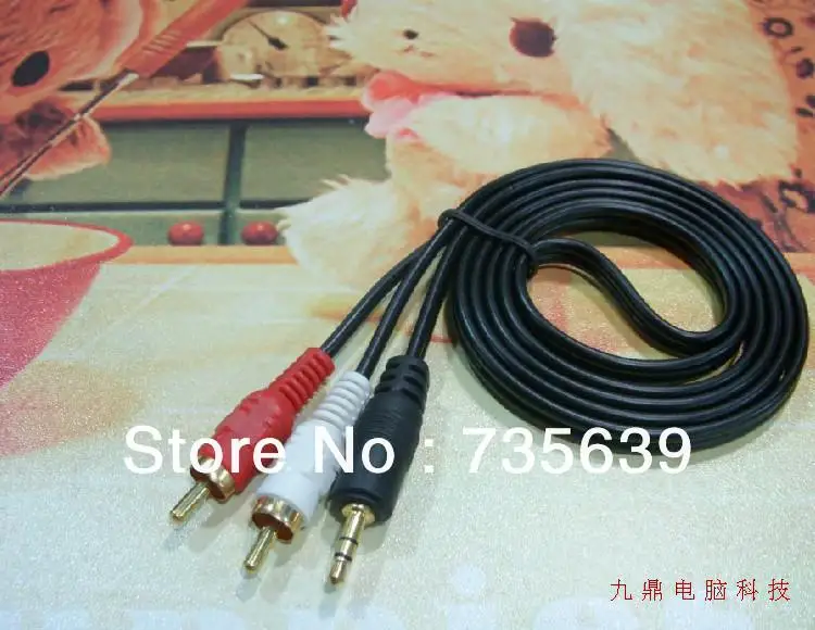 20pcs/Lot 3.5mm to 2x RCA Stereo Male AV Cable,ATV cable 1.5M free ...