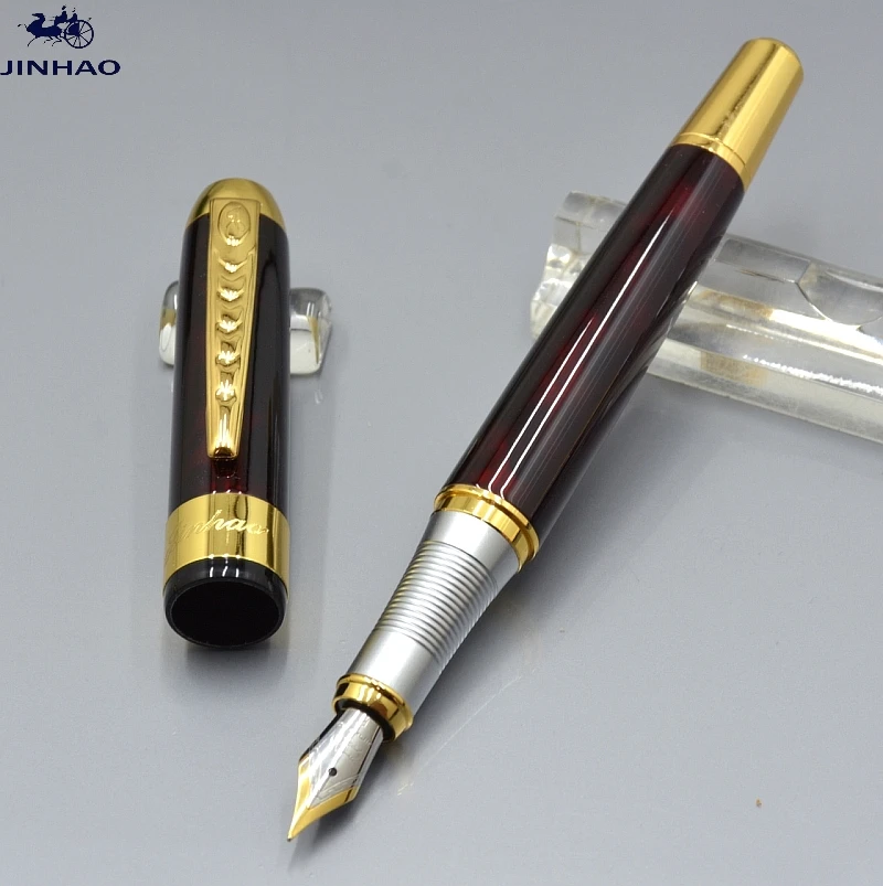 JINHAO 250 Dark red Fountain pen with Gold clip Stationery office ...
