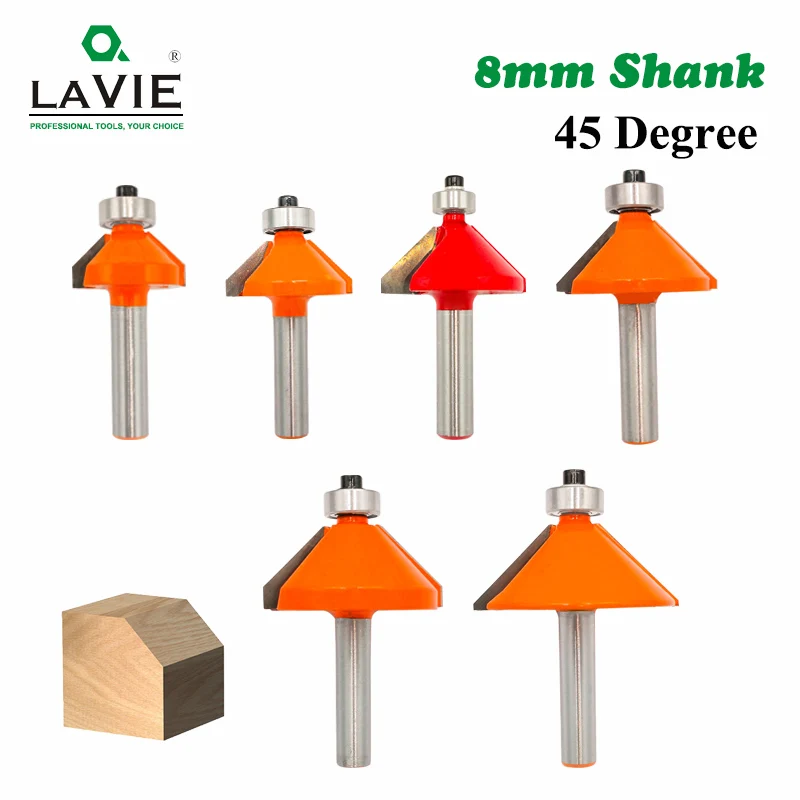 LA-VIE-1pc-8mm-Shank-45-Degree-Chamfer-Edge-Forming-Router-Bit-Bevel ...