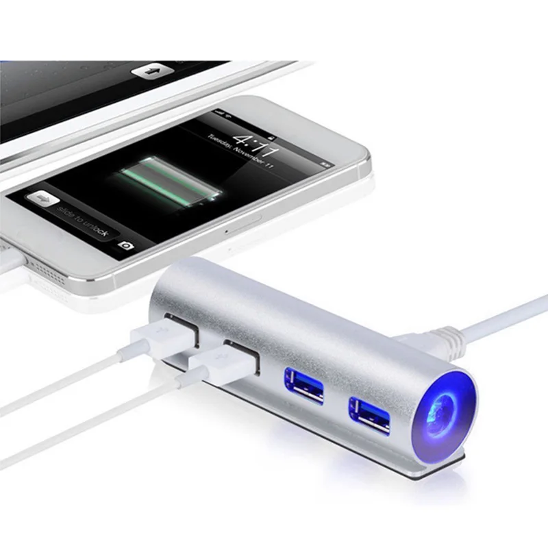 High Speed All in 1 USB Hub Mini 4 Port USB 3.0 Aluminum Hub For Laptop ...