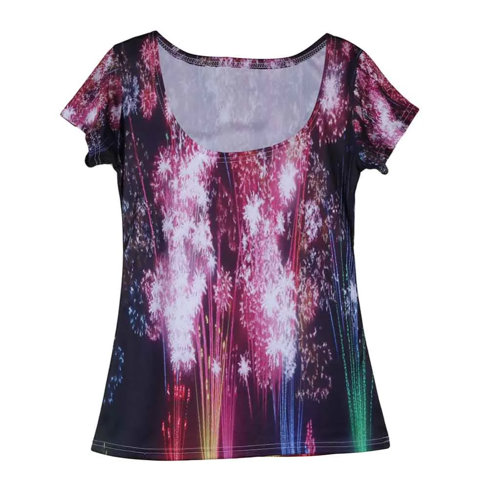 Fashion New Design Fireworks 3D T Shirts Pattern Girls Short Sleeve ...