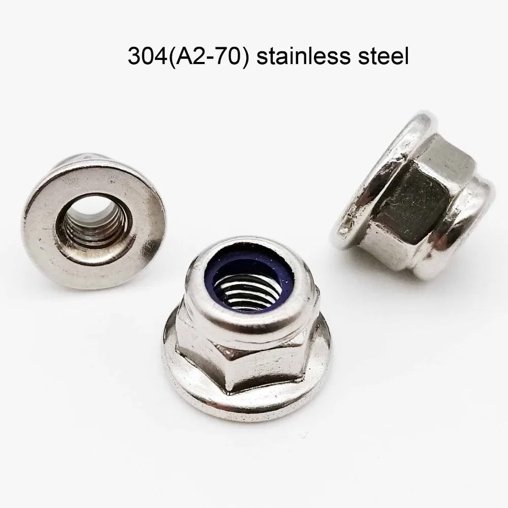 10/25X M3 M4 M5-M12 Hex Flange Nylon Insert Lock Nut Self-locking ...