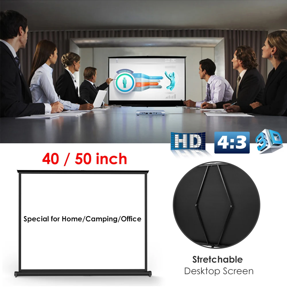 4050 Inch Portable Tabletop Projection Screen Matte White Foldable Table Projector Screen For
