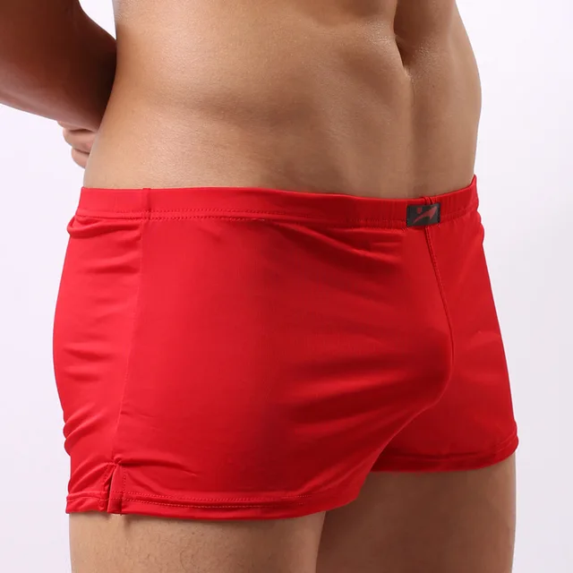 Breathable Ice Silk Boxer Shorts Men Penis Pouch Trunks Sex Underpants