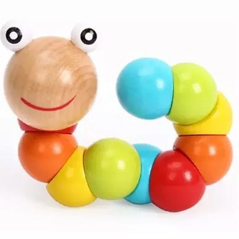 Wooden Color Changeable Crooked Worm Toy-in Action & Toy Figures from ...