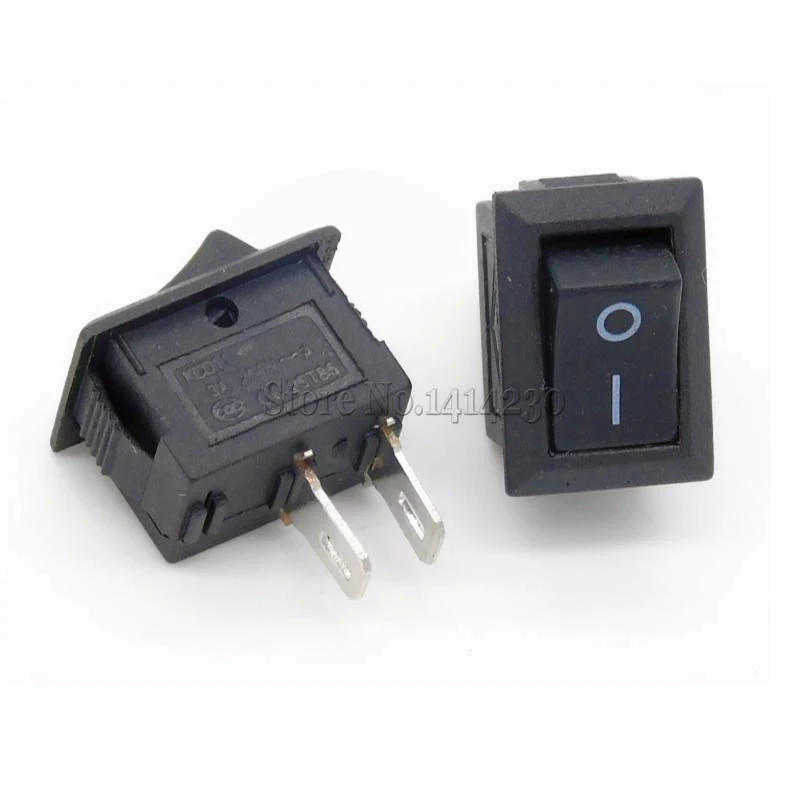 50pcs Black Push Button Switch 3a 250v Kcd11 2pin Snap-in On/off Rocker ...