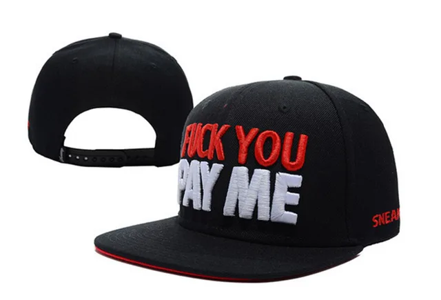 Free Shipping Sneaktip Fuck You Pay Me Snapback Hats For Men And Women