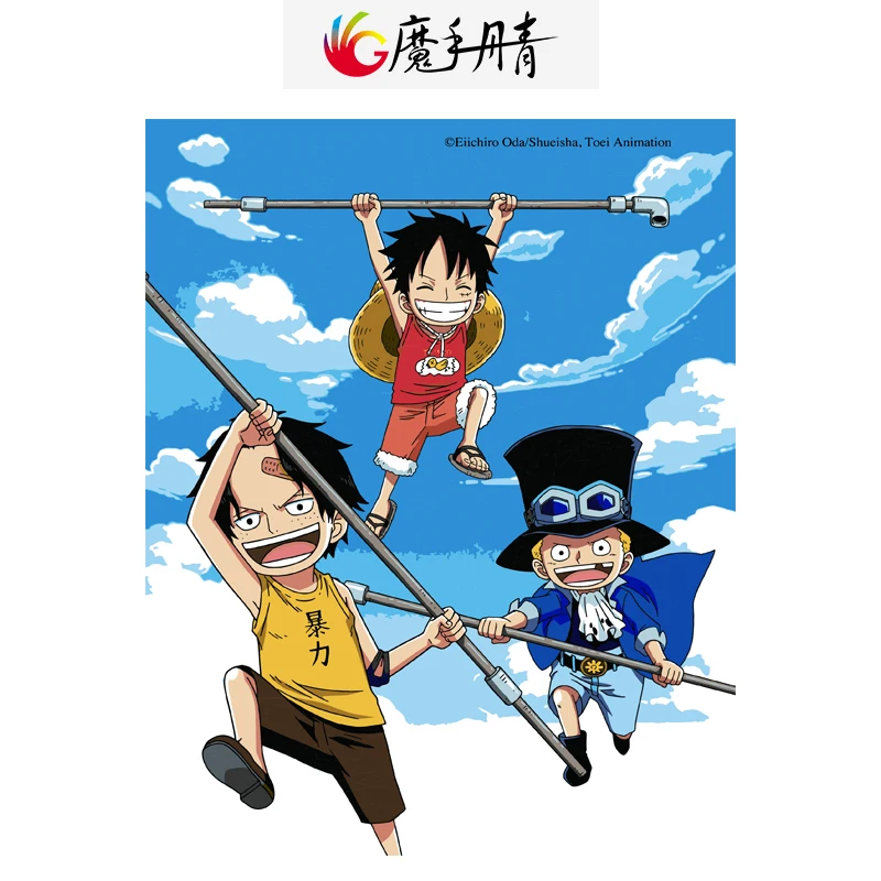 Diy Oil Painting By Numbers ONE PIECE SERIES Posters and Prints Four ...