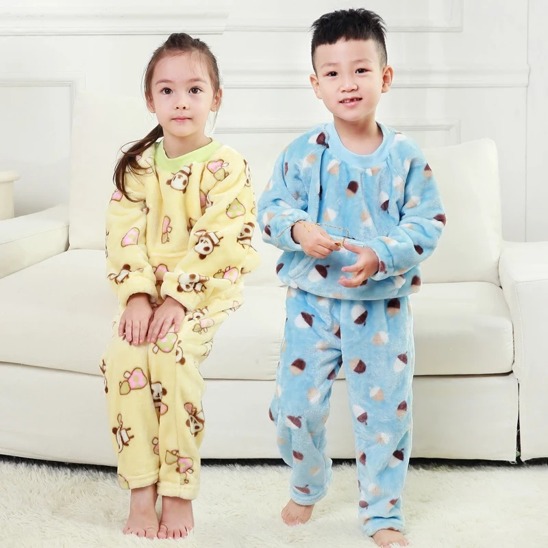 Children-pajamas-winter-Long-sleeve-Flannel-sleepwear-warm-pullover ...
