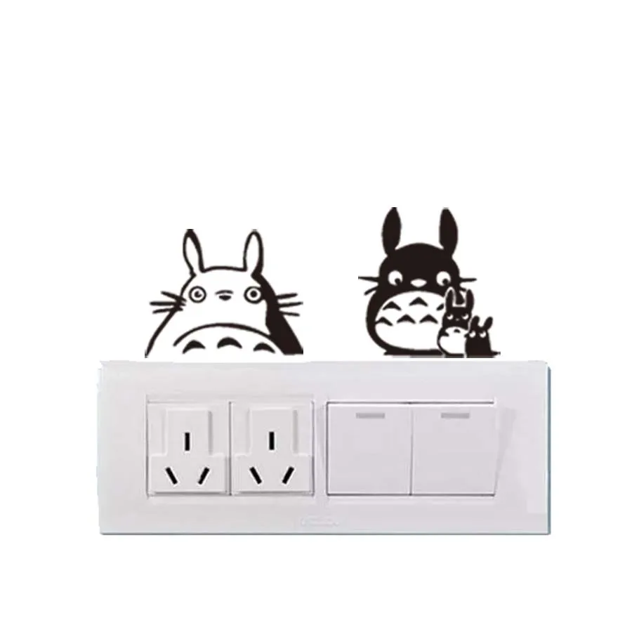 1 set 4 Totoro light switch sticker Leaf Raindrop Art funny Switch ...