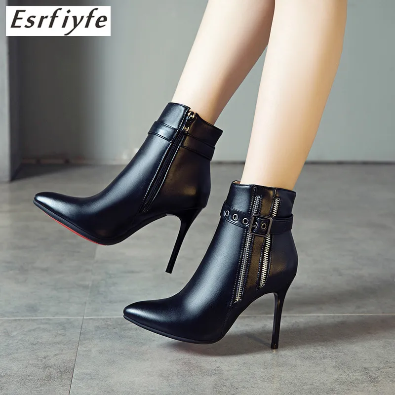 ESRFIFYE Botas de tacón fino de aguja para mujer, botines sexys con ...