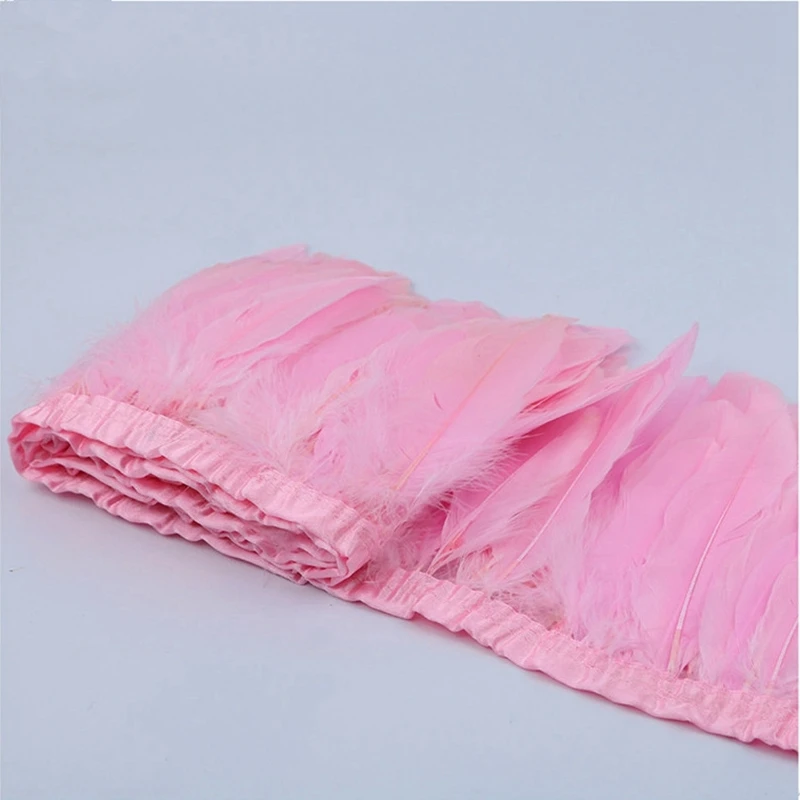 Plume de déco,Bandes en plumes d'oie teintées pour robe, rubans de ...