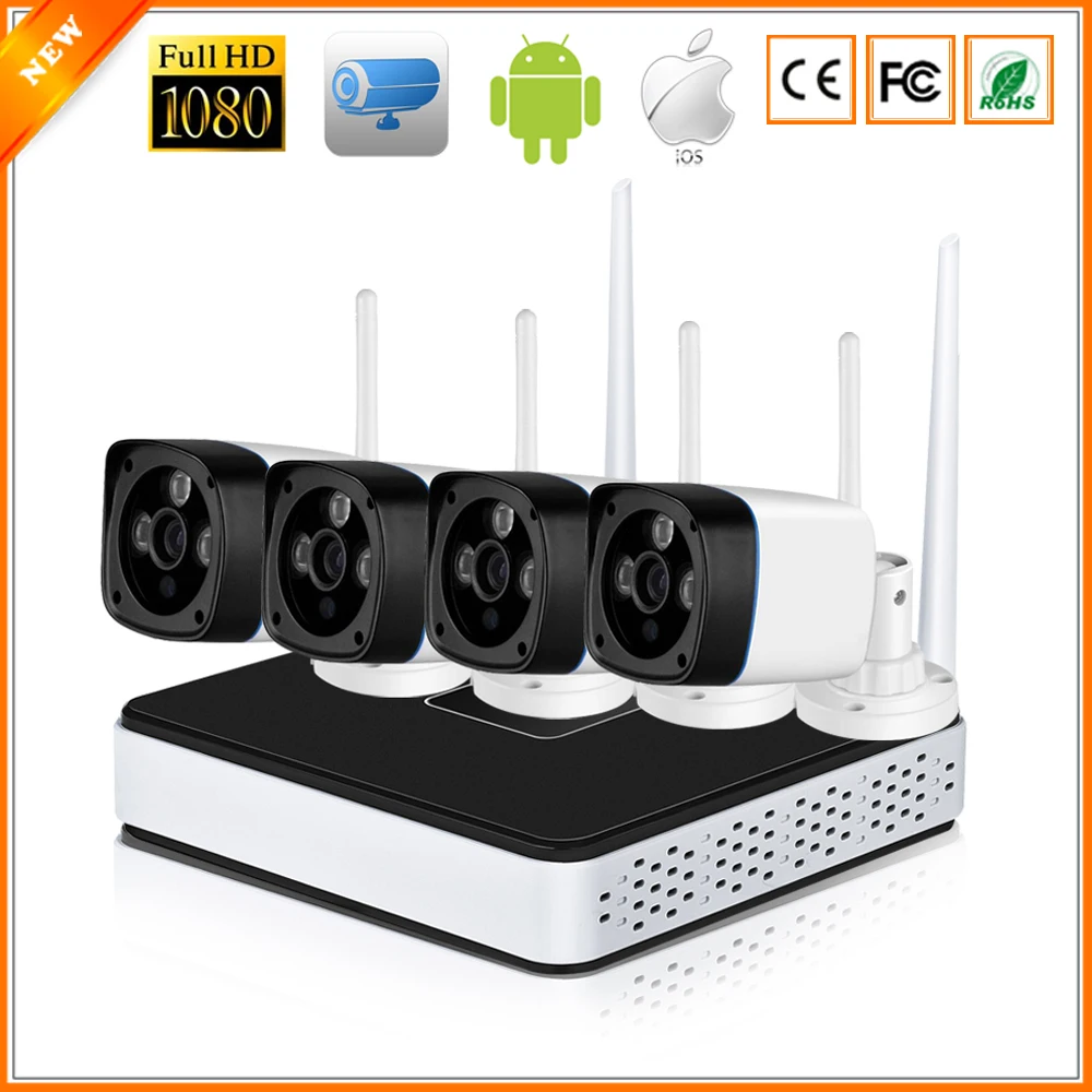 BESDER Plug & Play Wireless 4CH CCTV System P2P Wireless NVR KIT 1080P ...