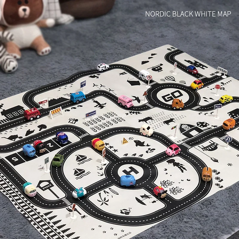 Children Car Parking Toy Map 130*100CM Roadmap Map DIY Car Map Model ...