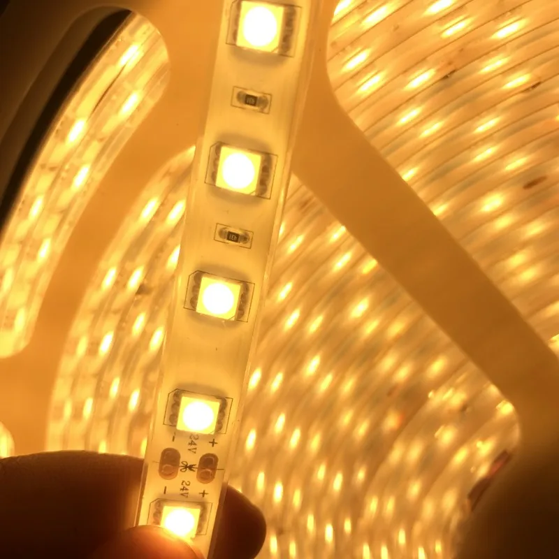 20M, 롤 24V LED 스트립 조명 SMD 5050 60leds, M 1200leds 흰색 따뜻한 흰색 RGB 방수 IP68 ...