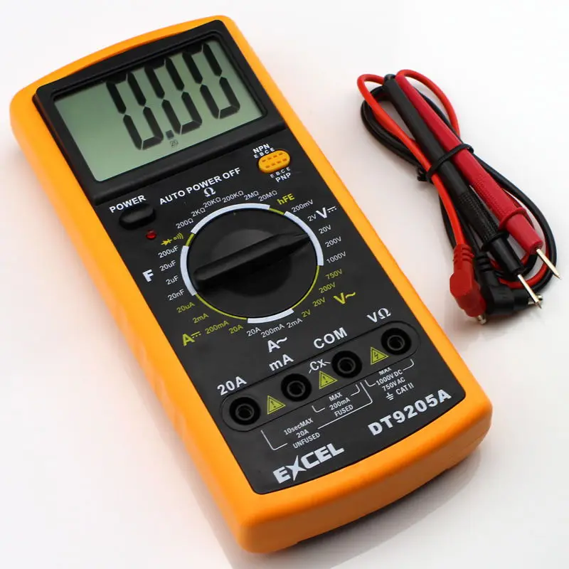 1 pc multimetro DT9205A LCD Digital Handheld Multímetro Digital ...