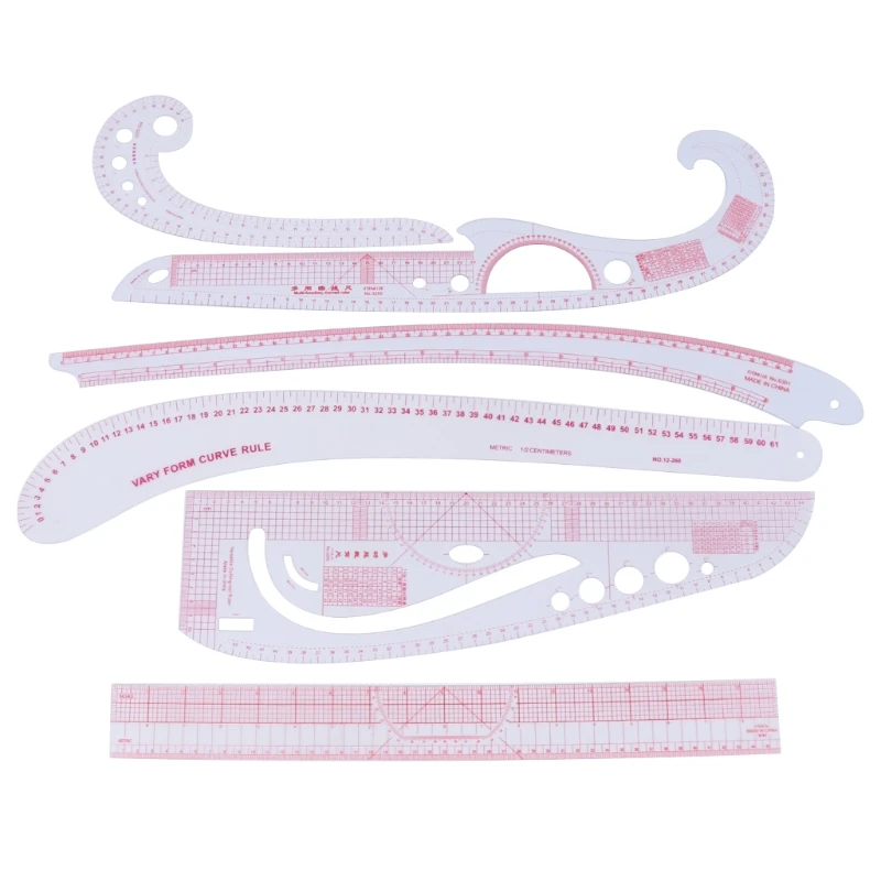 6pcs Set Sew French Curve Metric Ruler Measure Tool For Sewing