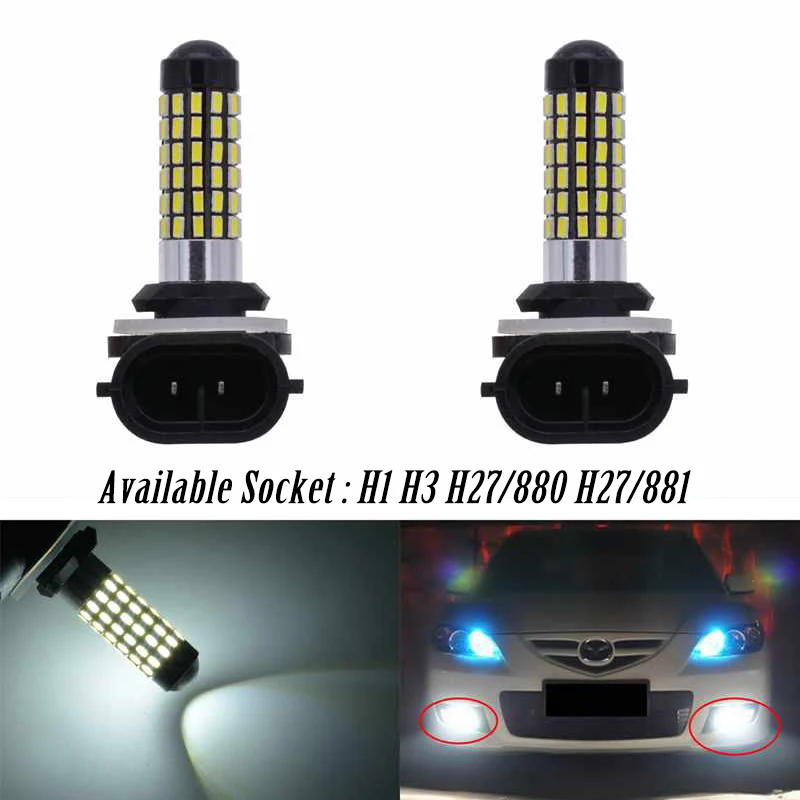 2 Pieces H27 881 880 H1 H3 Led Bulb For Cars H27W/2 H27W2 Auto Fog ...