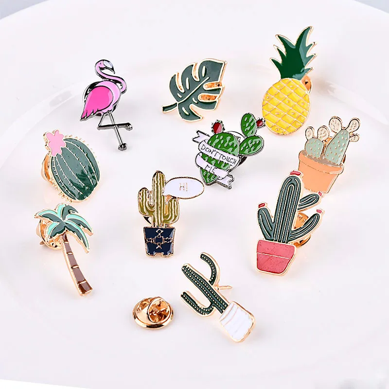 Cute pot plant plant cactus ostrich brooch pin personality girl badge ...