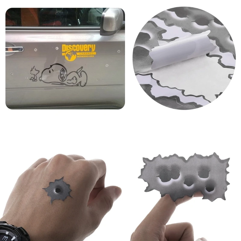 Car-styling Stickers Funny Decal 3D Bullet Hole Graphics Motor Auto ...