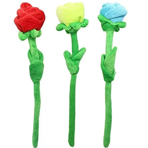 8PCS/ Soft Bendable Stems Plush Roses Flowers - Artificial Floral Home ...