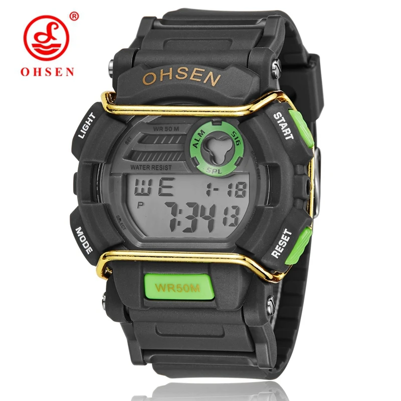 OHSEN Brand Fashion Outdoor Sport Mens Digital Wristwatches Rubber ...