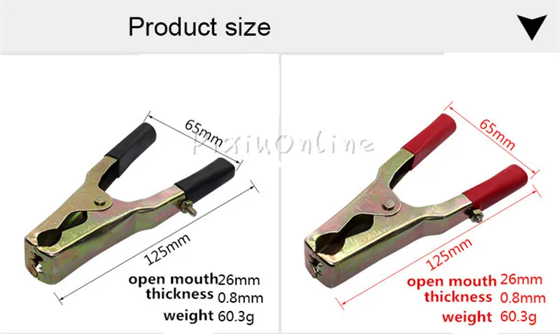 1pcs YL479 Large Size Red/Black Car Battery Alligator Crocodile Clips ...