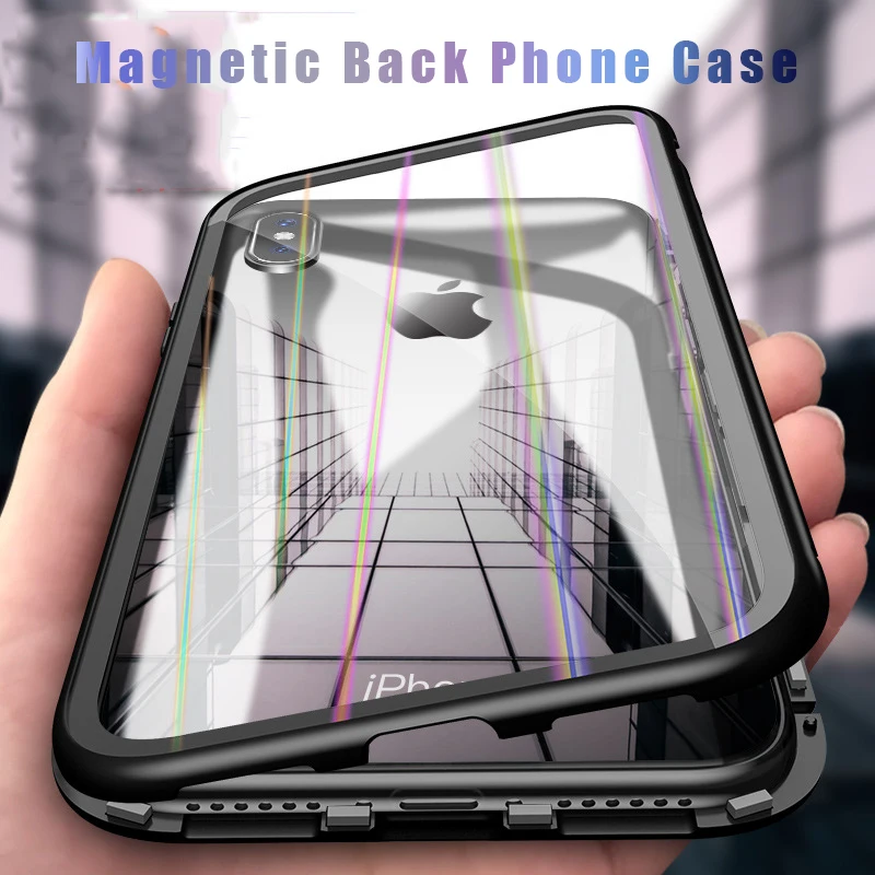 Magnetic Back Phone Case for IPhone7 Case X 8 6 Plus Clear Tempered ...