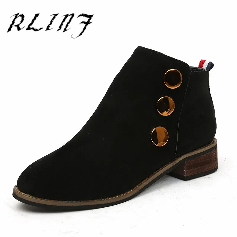 RLINF Botines Chelsea para mujer, botas de tacón bajo de cabeza redonda ...