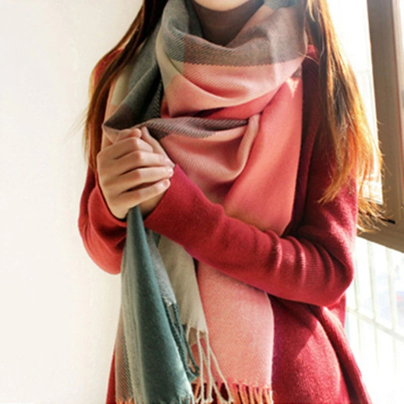 2017 New Fashion Women Warm Winter Scarves Plaid Smooth Soft Fashion ...