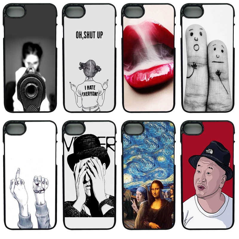 Funny Spoof Picture Phone Cases Anti knock Black Case Smooth PC Plastic ...